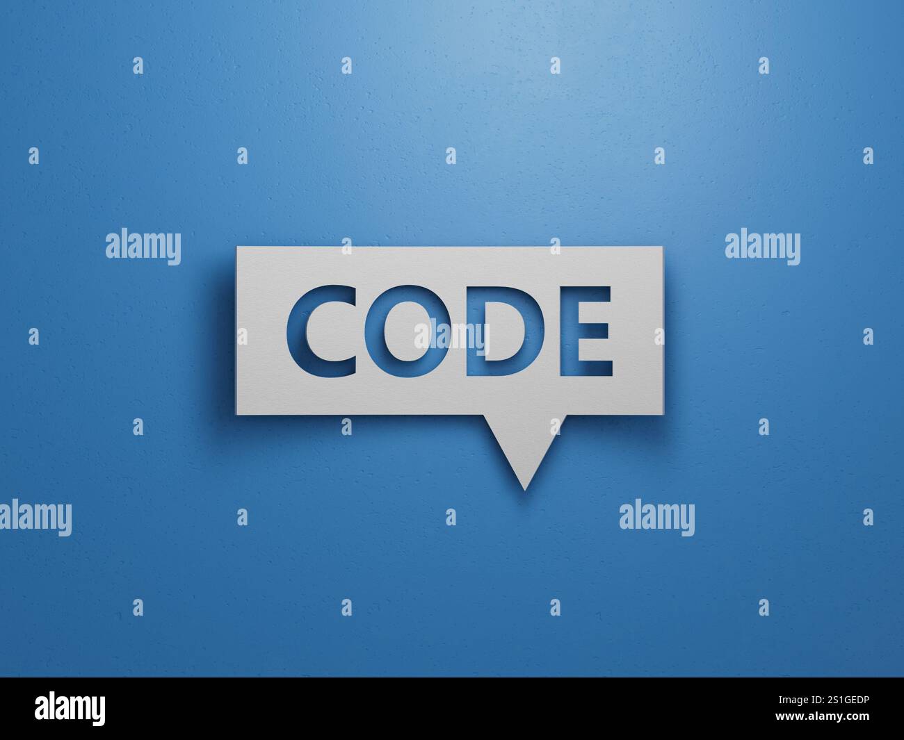 Speech Bubble block with CODE business word.Minimalist Abstract Design With White Cut Out Paper ...