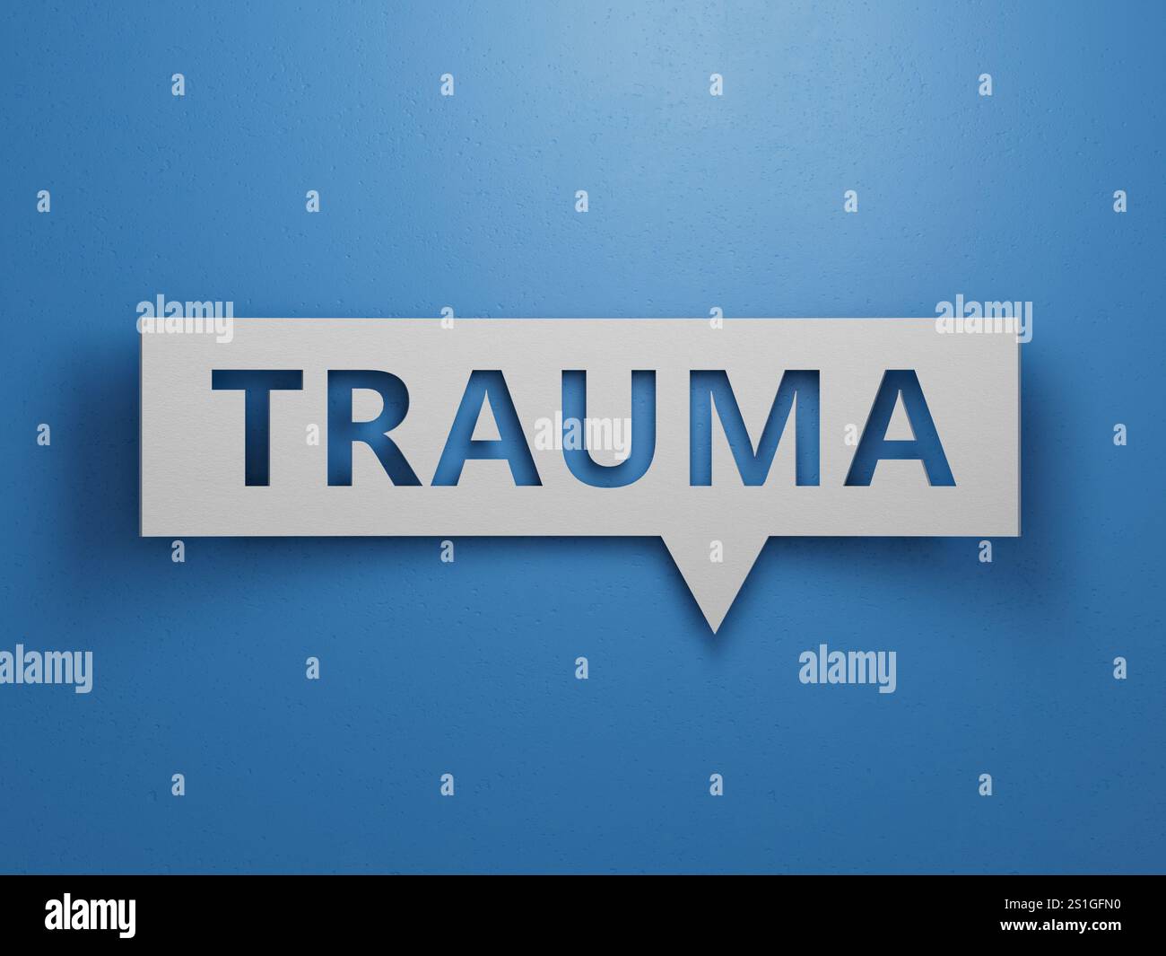 Speech Bubble block with TRAUMA business word.Minimalist Abstract ...