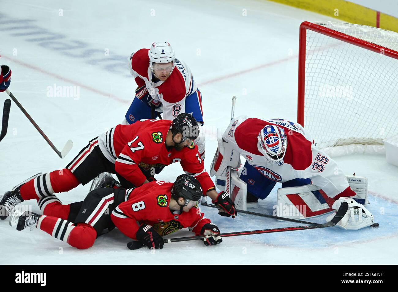 Montreal Canadiens goalie Sam Montembeault (35) makes a save against ...