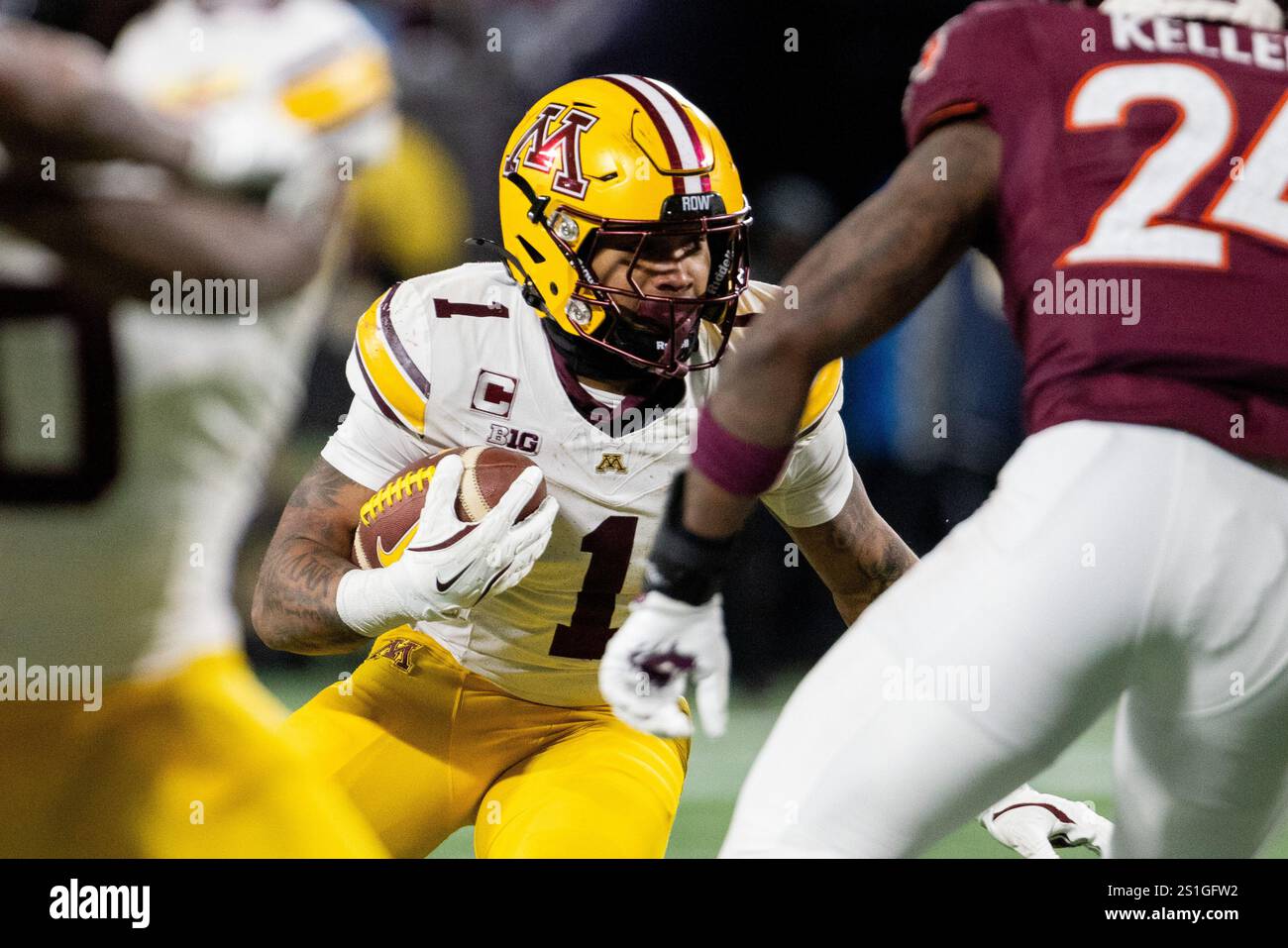 January 3, 2025: Minnesota running back Darius Taylor (1) runs the ball ...