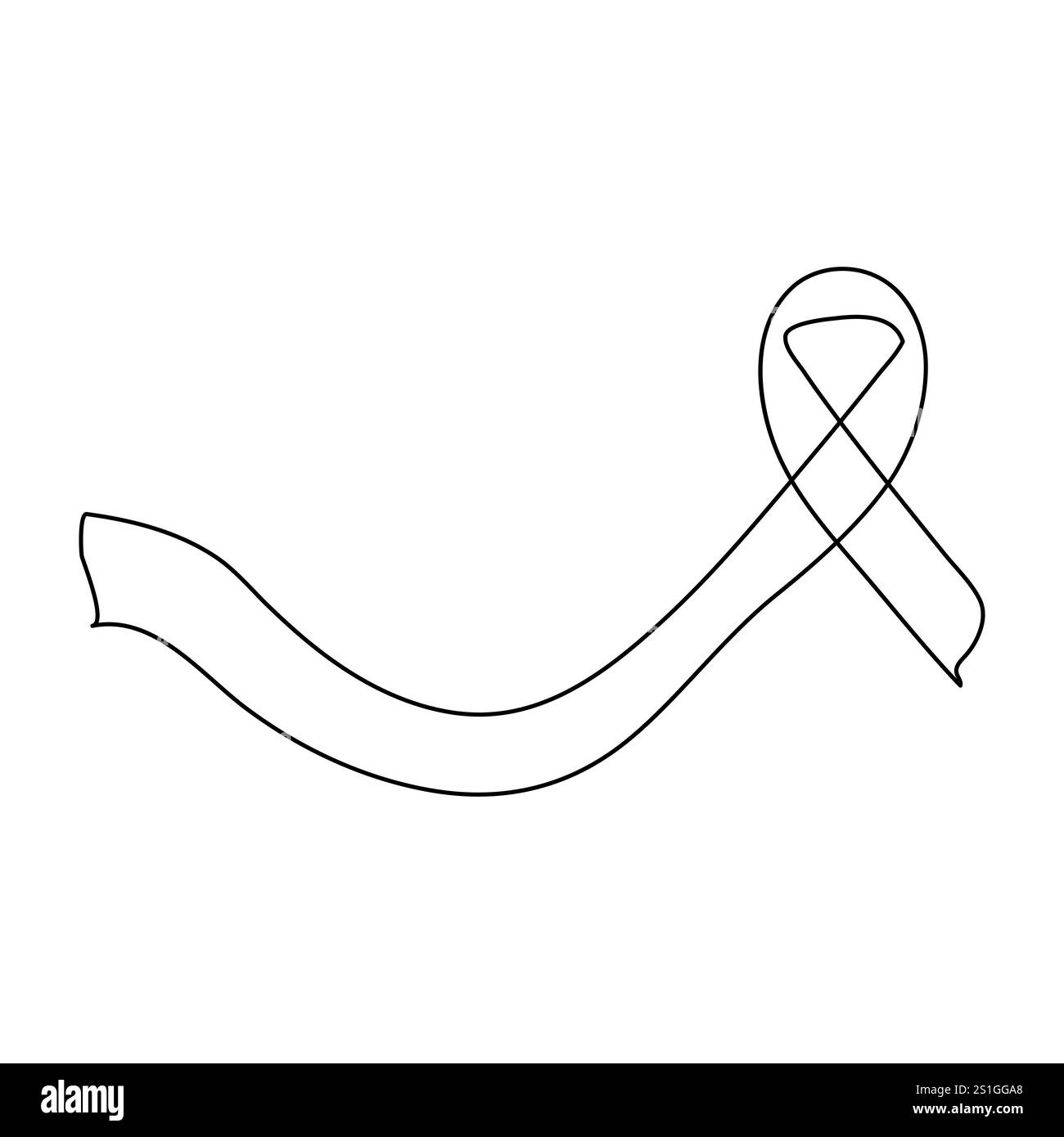 Continuous one line drawing woman struggle with ribbon as cancer symbol ...