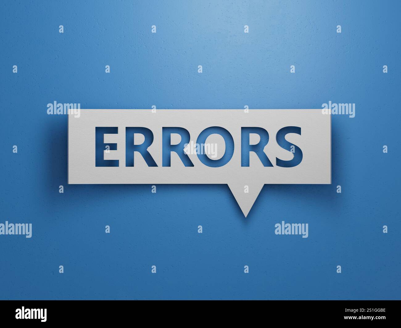 errors word concept. Speech Bubble.Minimalist Abstract Design With White Cut Out Paper.3D ...