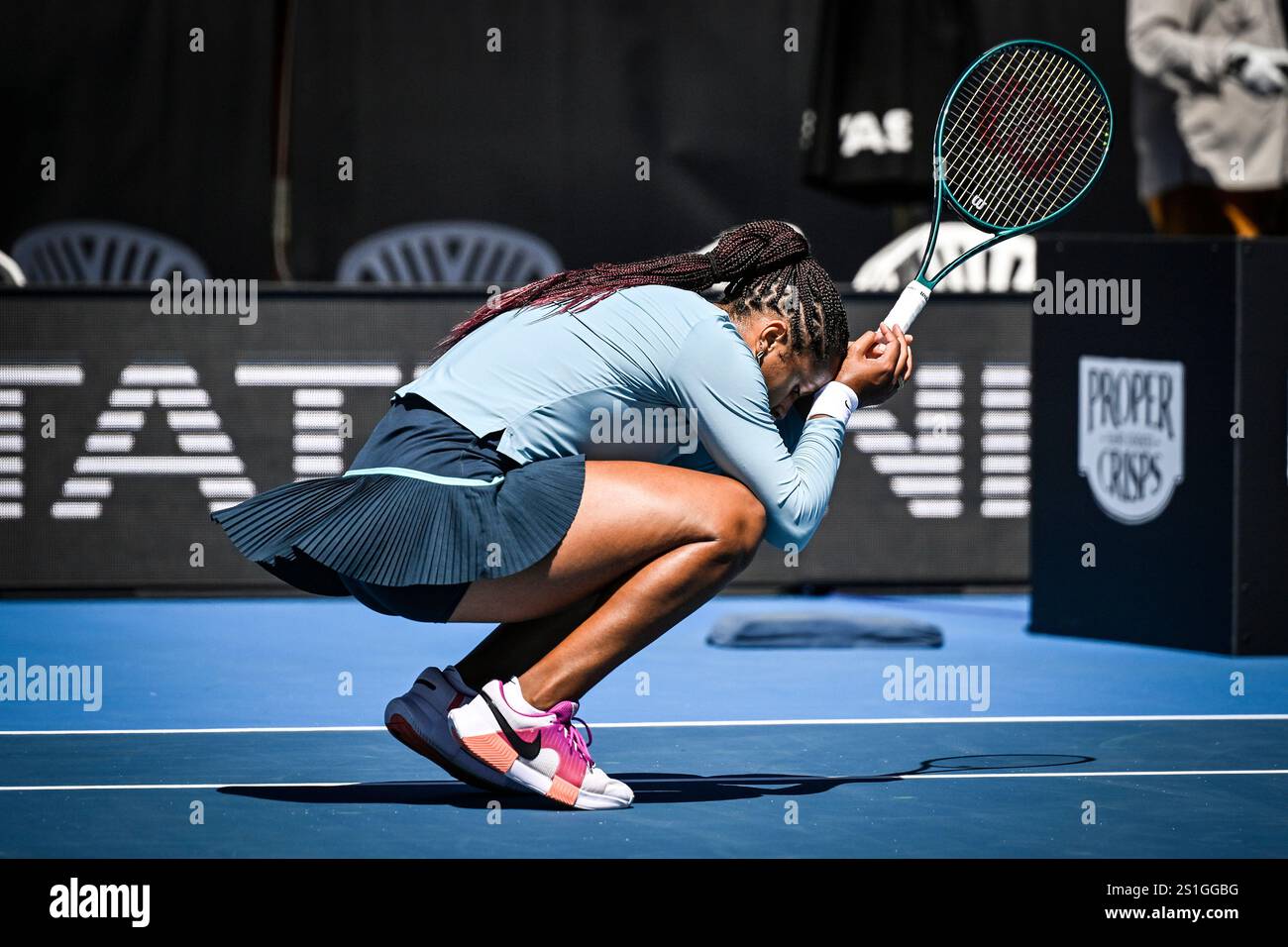 Robin Montgomery of the U.S., reacts to a lost point against Clara ...