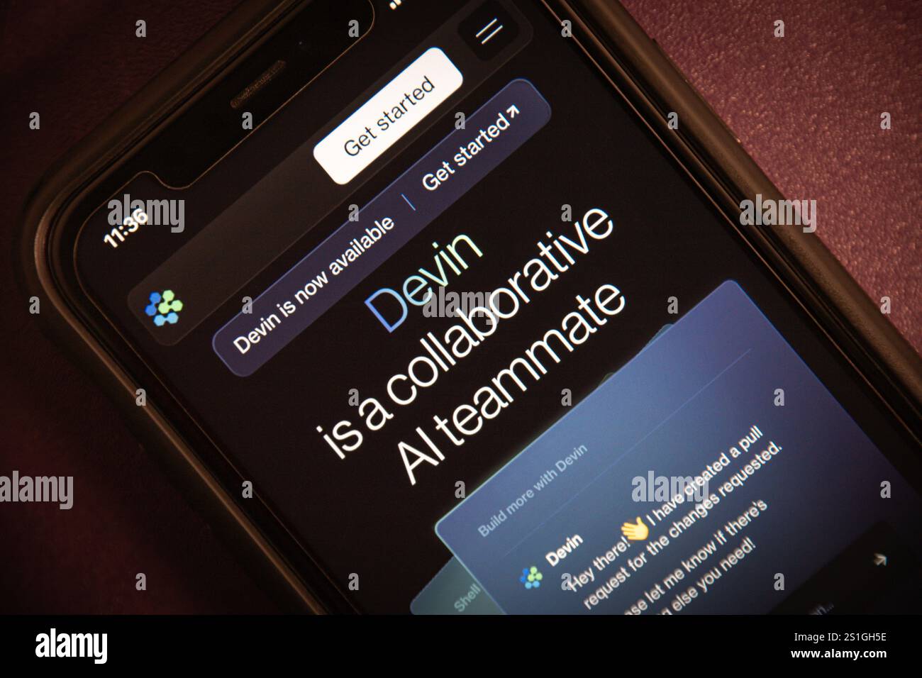 The website of Devin is displayed on an iPhone. Devin is a fully ...