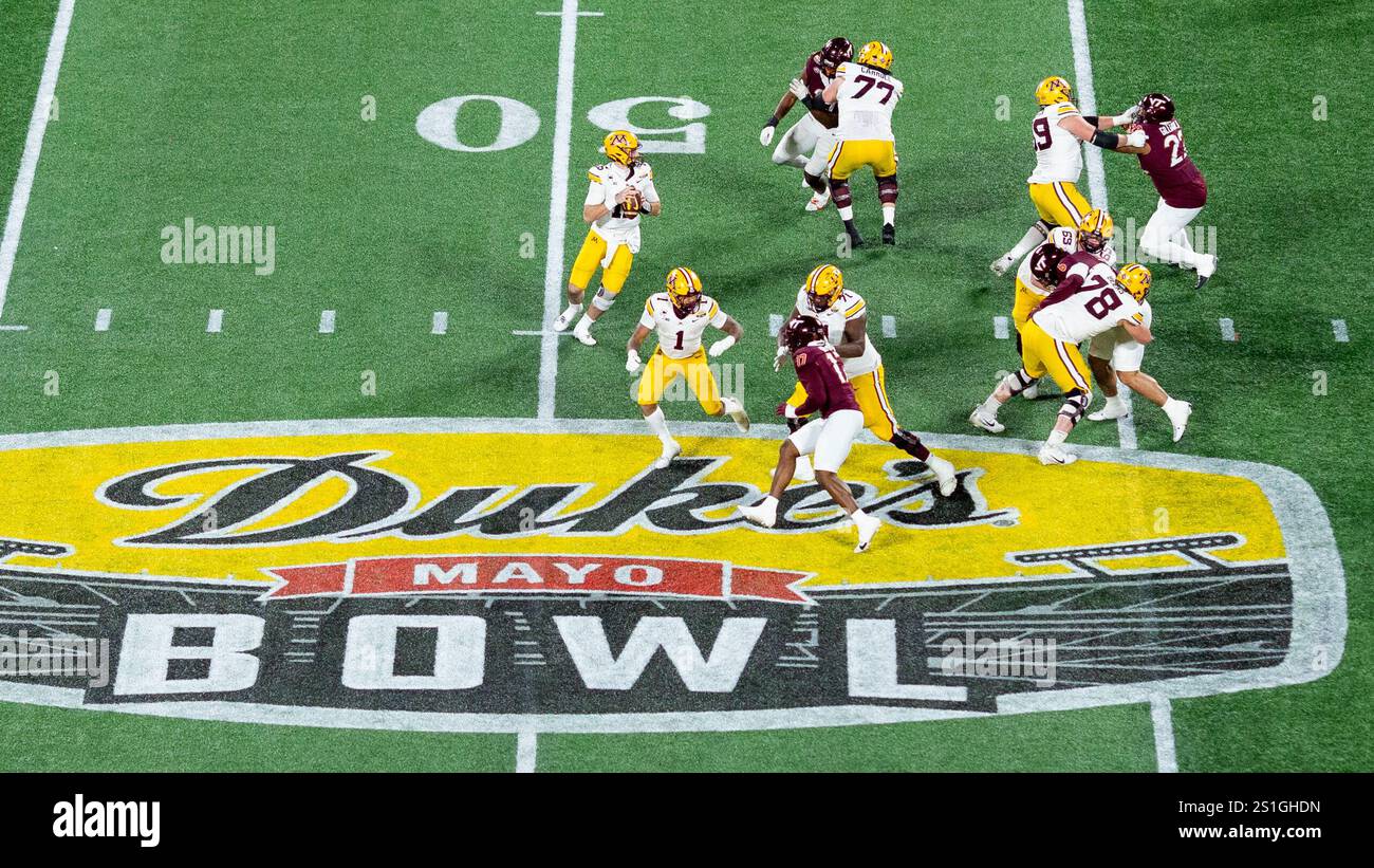 Charlotte, NC, USA. 3rd Jan, 2025. Minnesota quarterback Max Brosmer ...