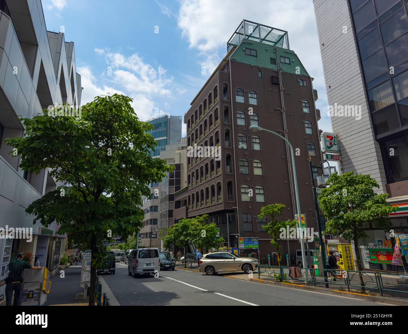 Modern commercial buildings on Tokyo Metropolitan Road Route 414 at ...