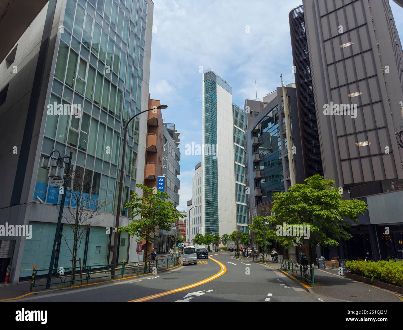 Modern commercial buildings on Tokyo Metropolitan Road Route 414 at ...