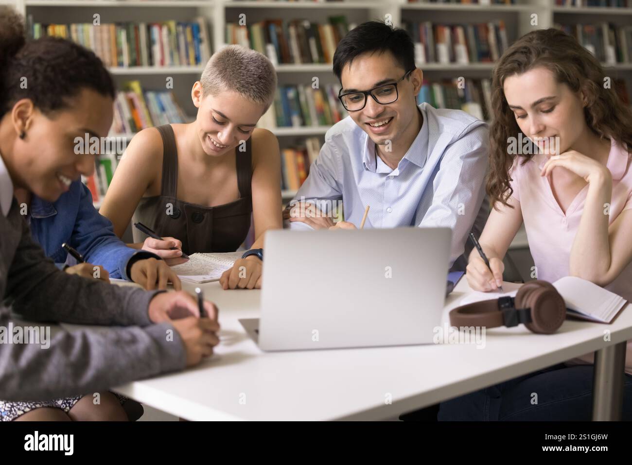 Multicultural international high school students study on distance ...