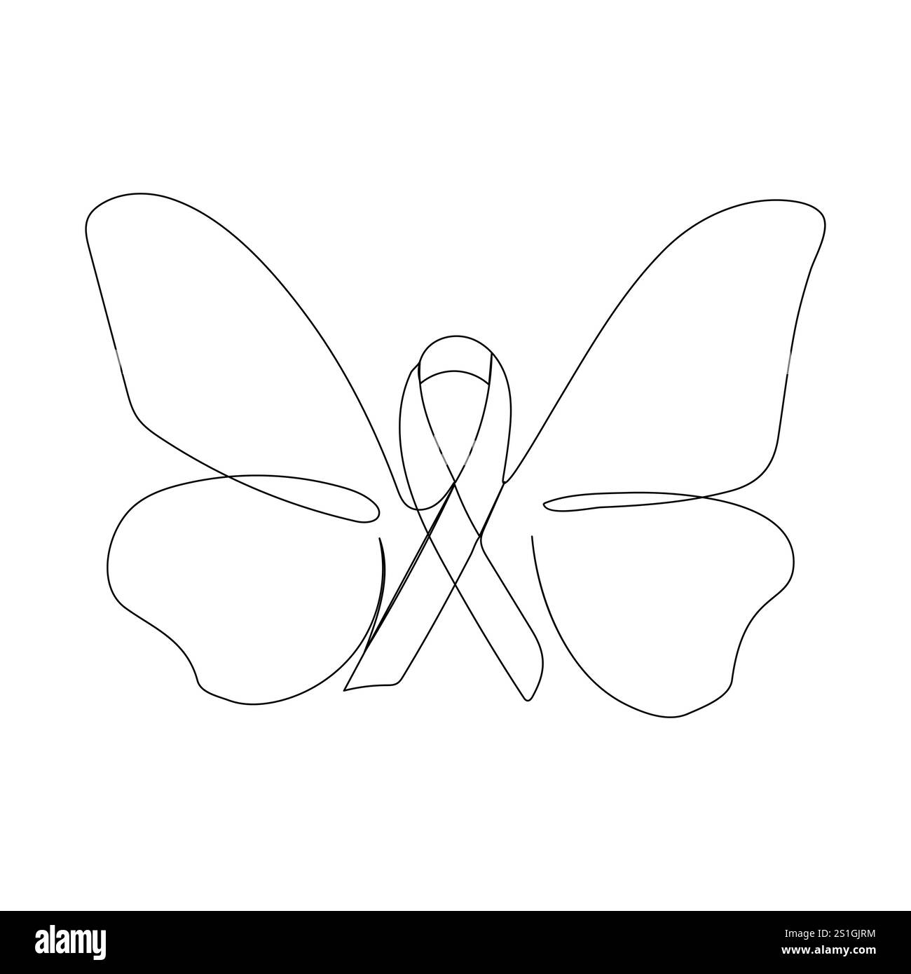 Continuous one line drawing woman struggle with ribbon as cancer symbol ...