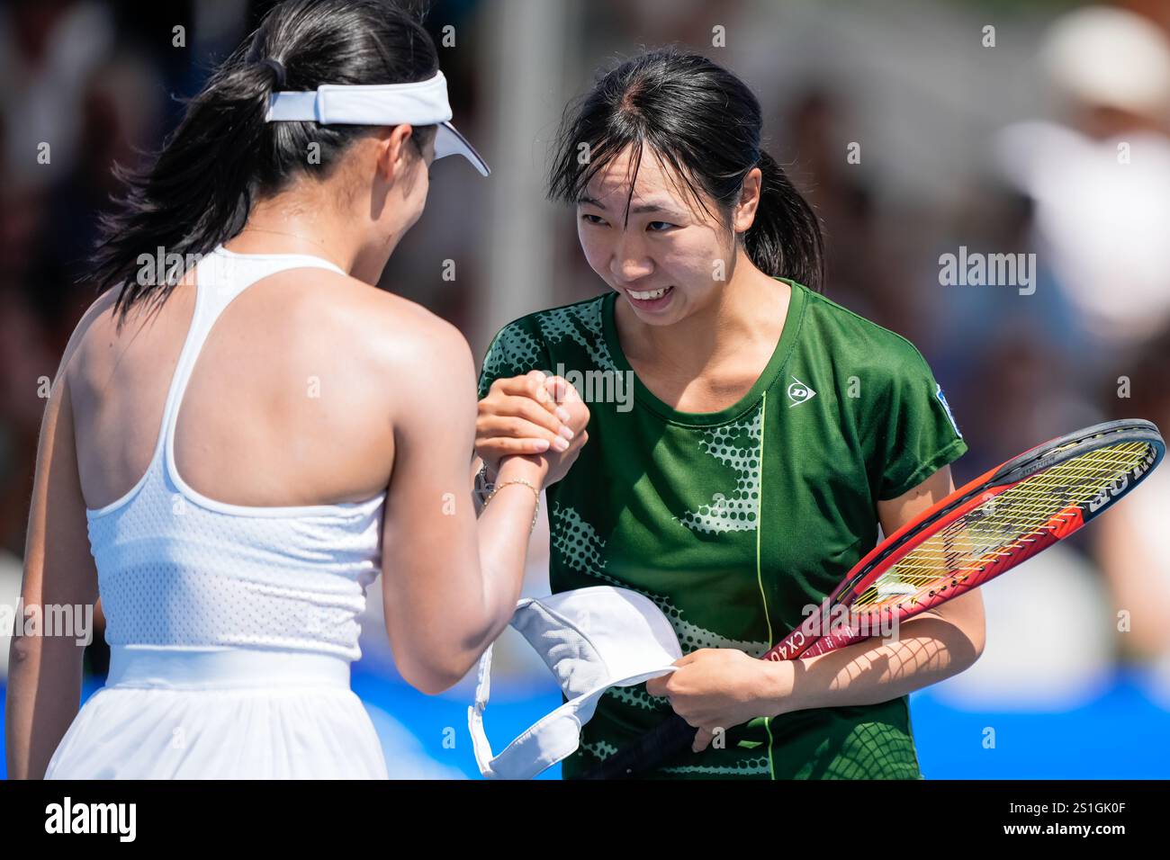 Canberra, Australia; 4th Jan 2025: Aoi Ito of Japan and Sijia Wei of China are pictured ...