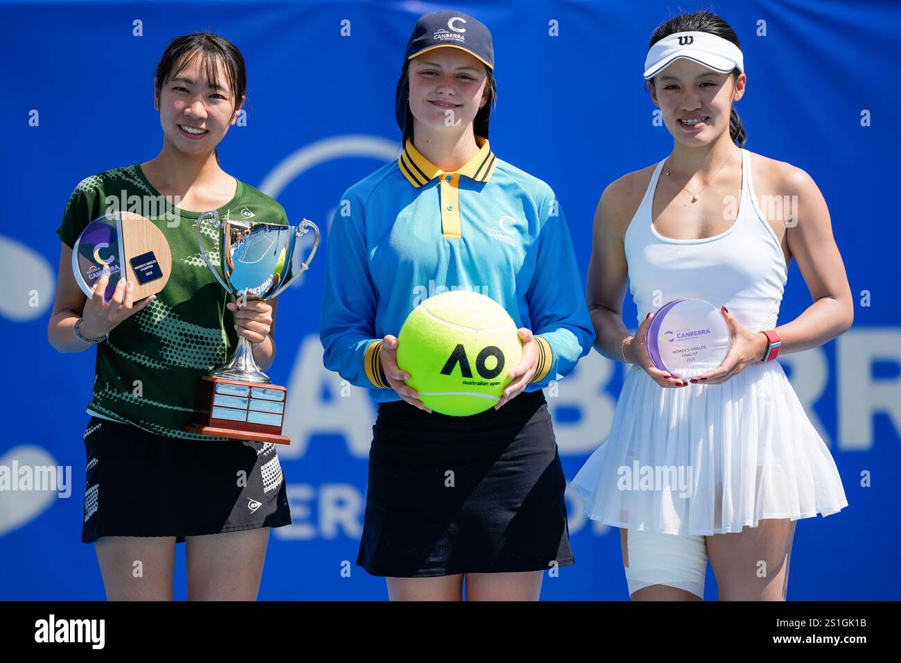 Canberra, Australia; 4th Jan 2025: Aoi Ito of Japan and Sijia Wei of China are pictured with a ...