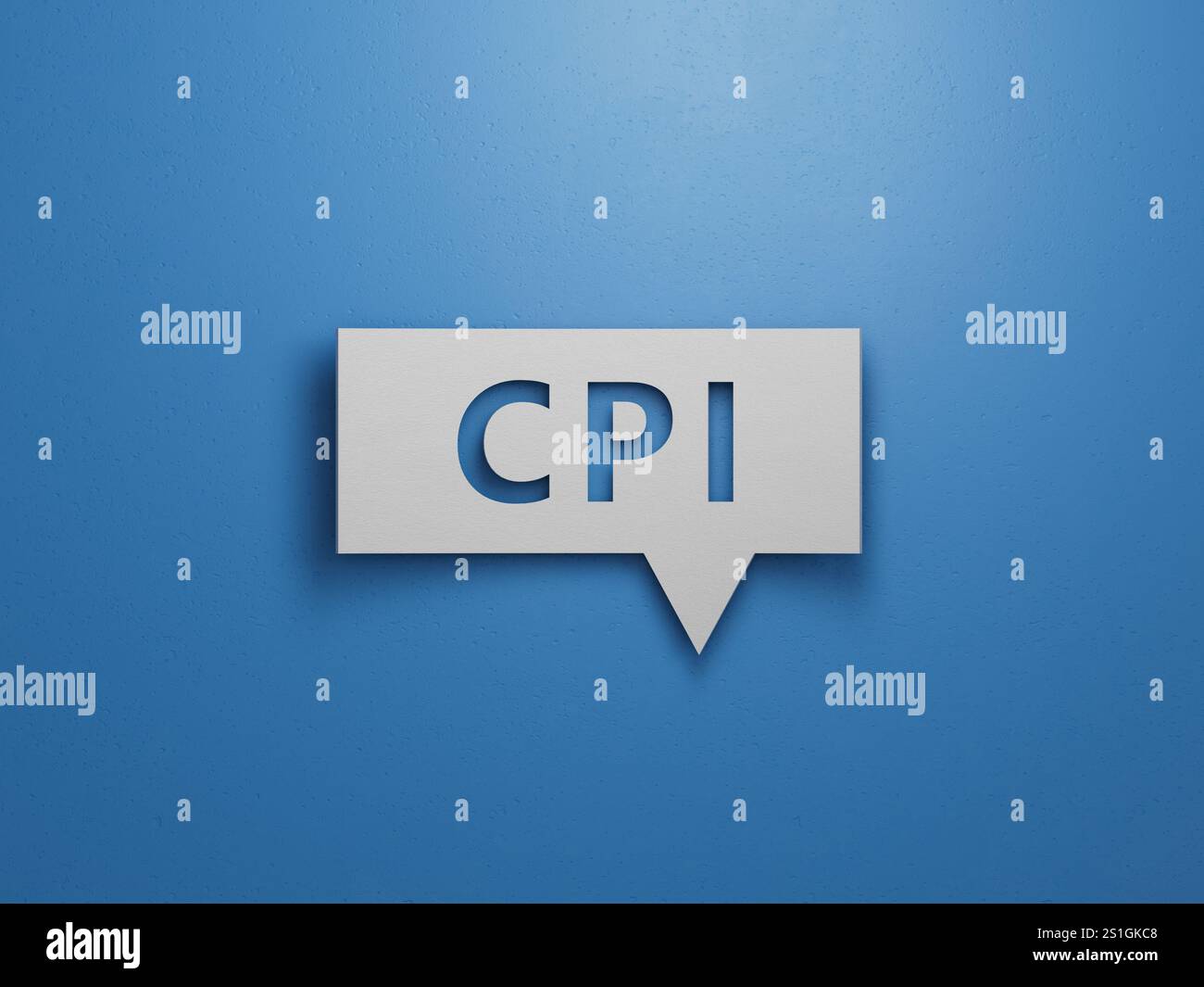 Wooden man shows with a hand to white board with text cpi.Minimalist ...