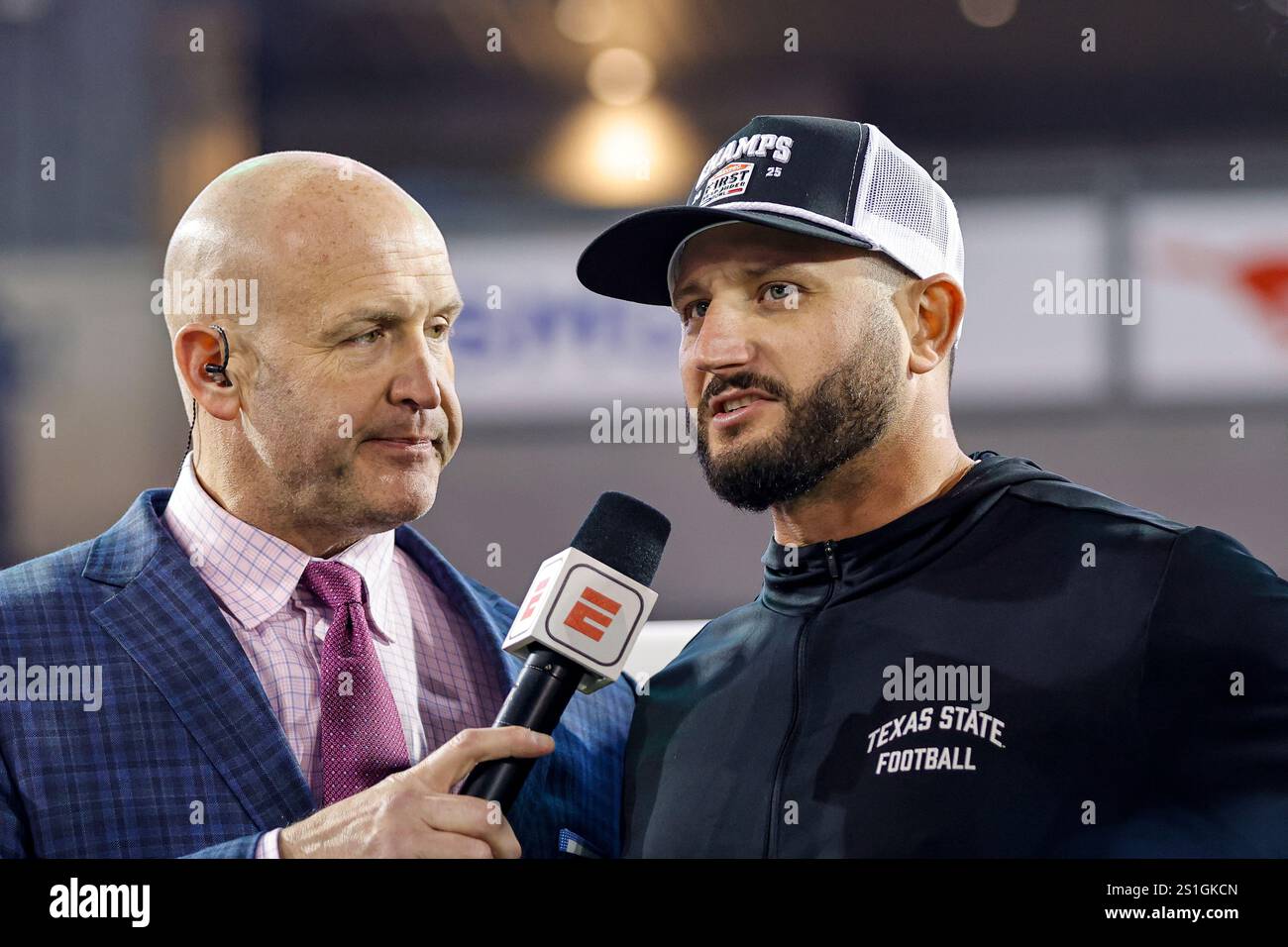 DALLAS, TX - JANUARY 03: ESPN sideline reporter Cole Cubelic does an ...