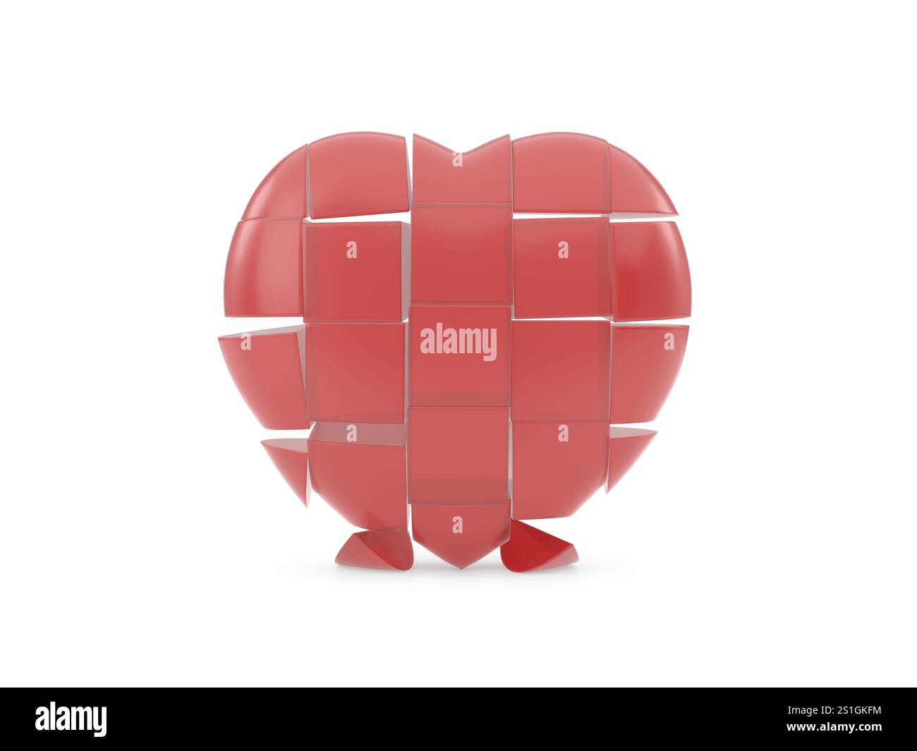 Heart made of cubes on a white background. 3d illustration Stock Photo ...