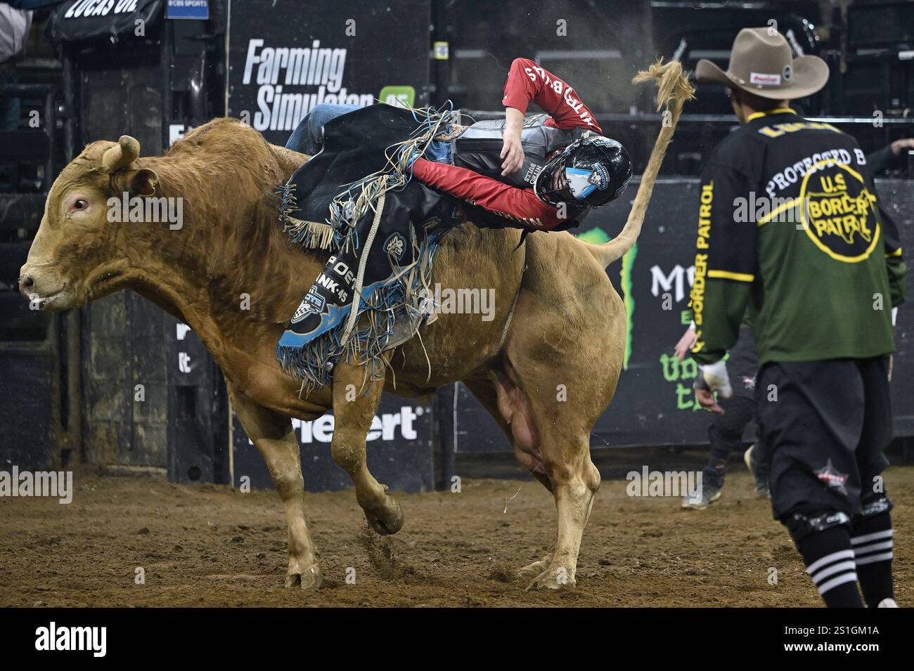 Professional bull rider Dawson Branton rides Big X while competing in ...