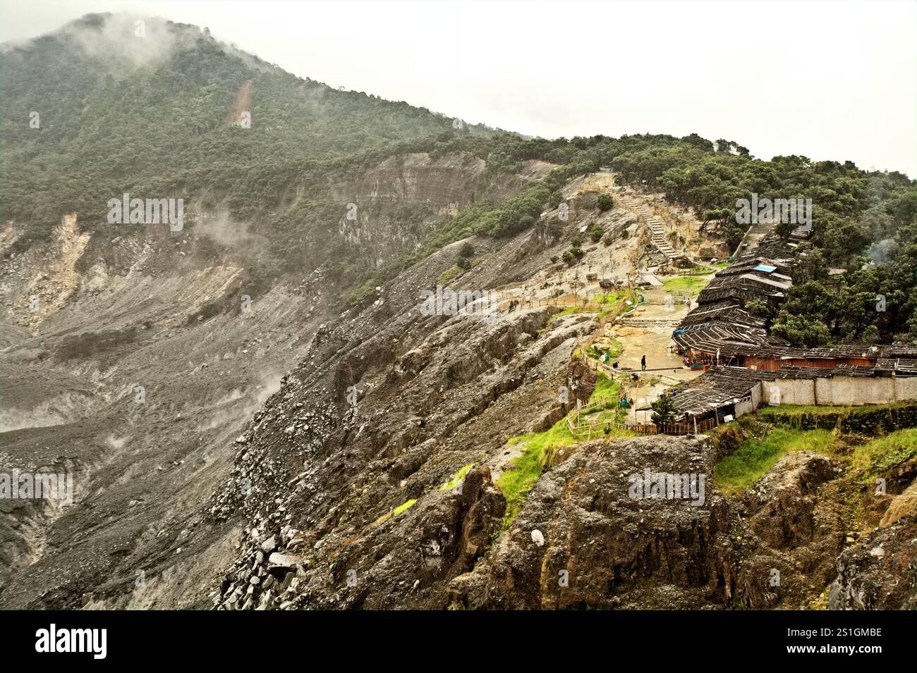A caldera rim of Mount Tangkuban Perahu volcano in Lembang, West ...