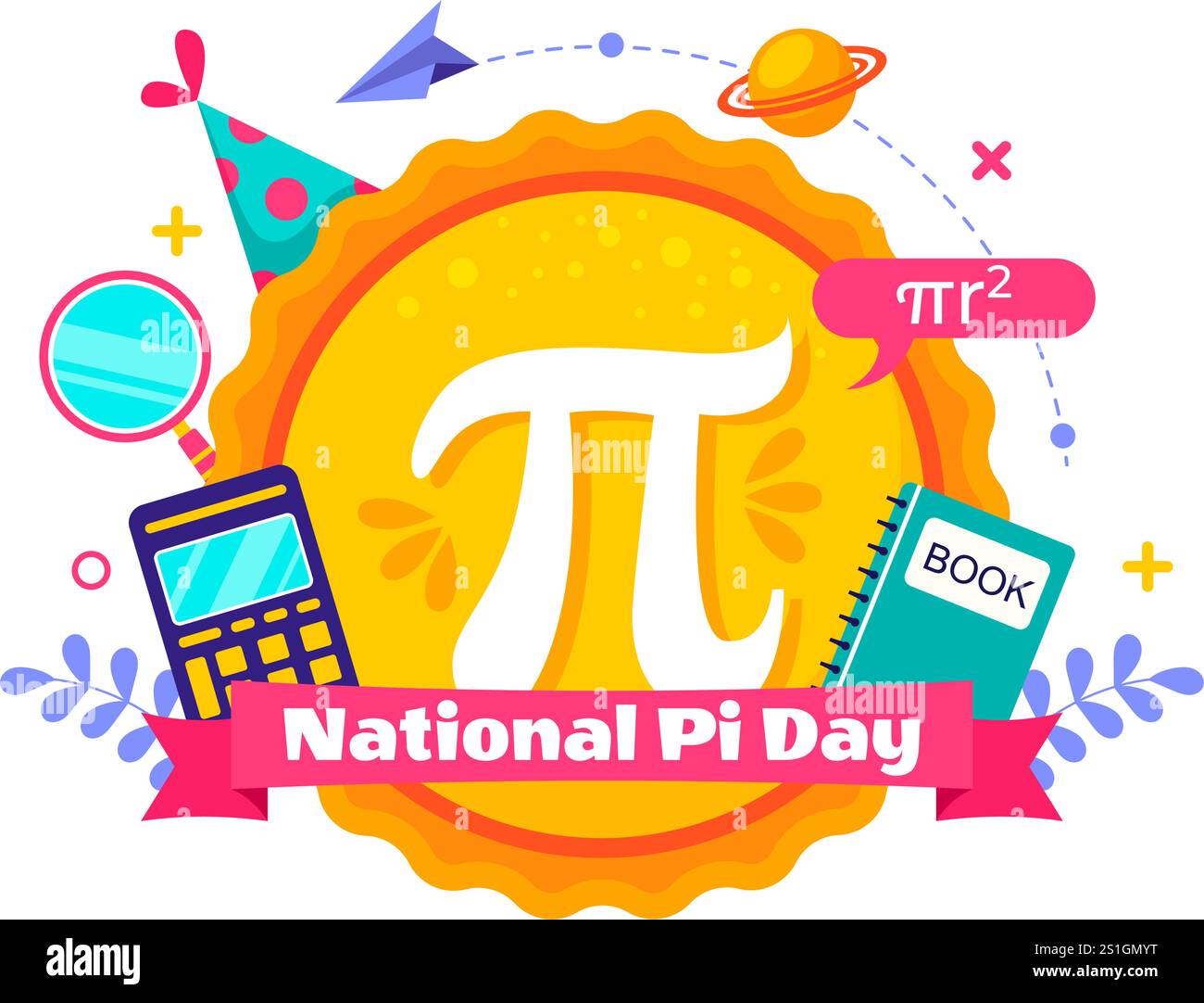 National Pi Day Vector Illustration on 14 March featuring Mathematical Constants, Greek Letters ...