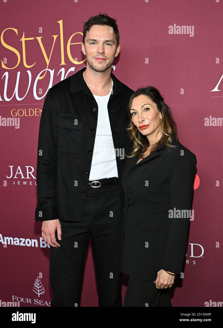 Beverly Hills, USA. 03rd Jan, 2025. Nicholas Hoult and Jamie Taylor arriving to WWD Style Awards ...