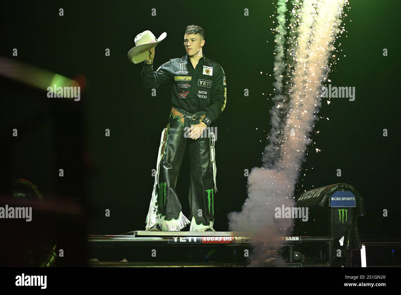 New York, USA. 03rd Jan, 2025. Professional bull riders are introduced ...