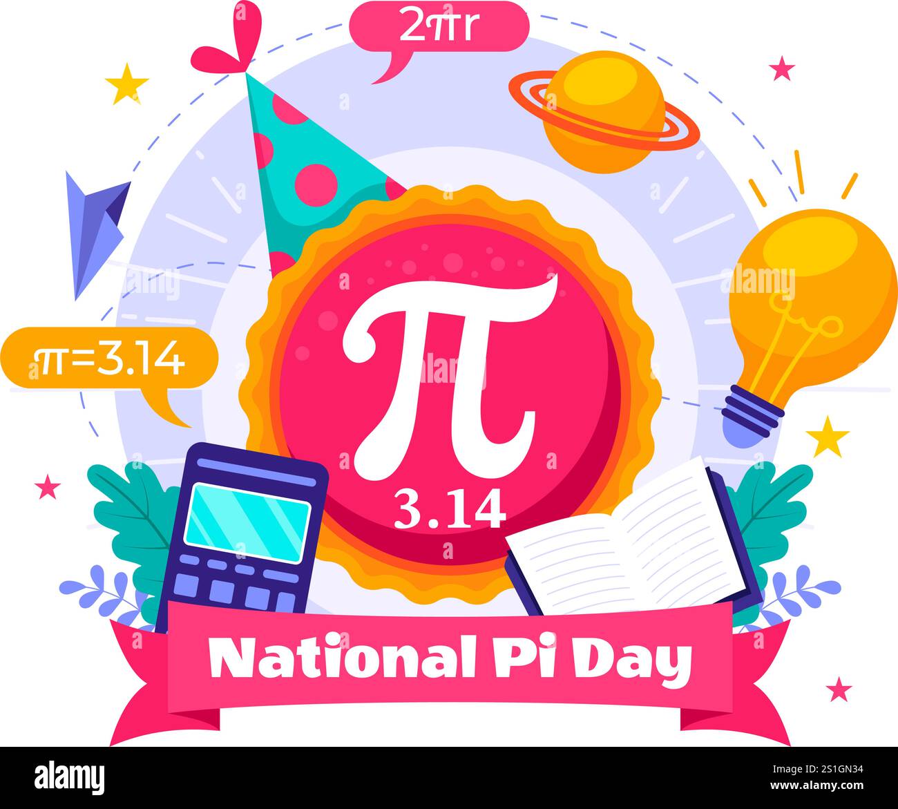 National Pi Day Vector Illustration on 14 March featuring Mathematical Constants, Greek Letters ...
