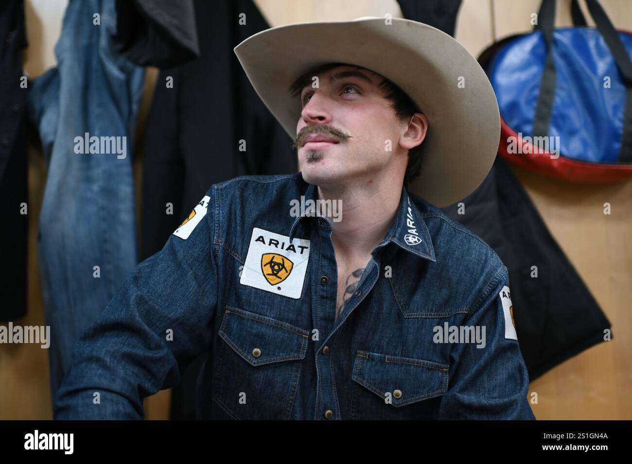 New York, USA. 03rd Jan, 2025. Professional bull rider Daniel Keeping ...