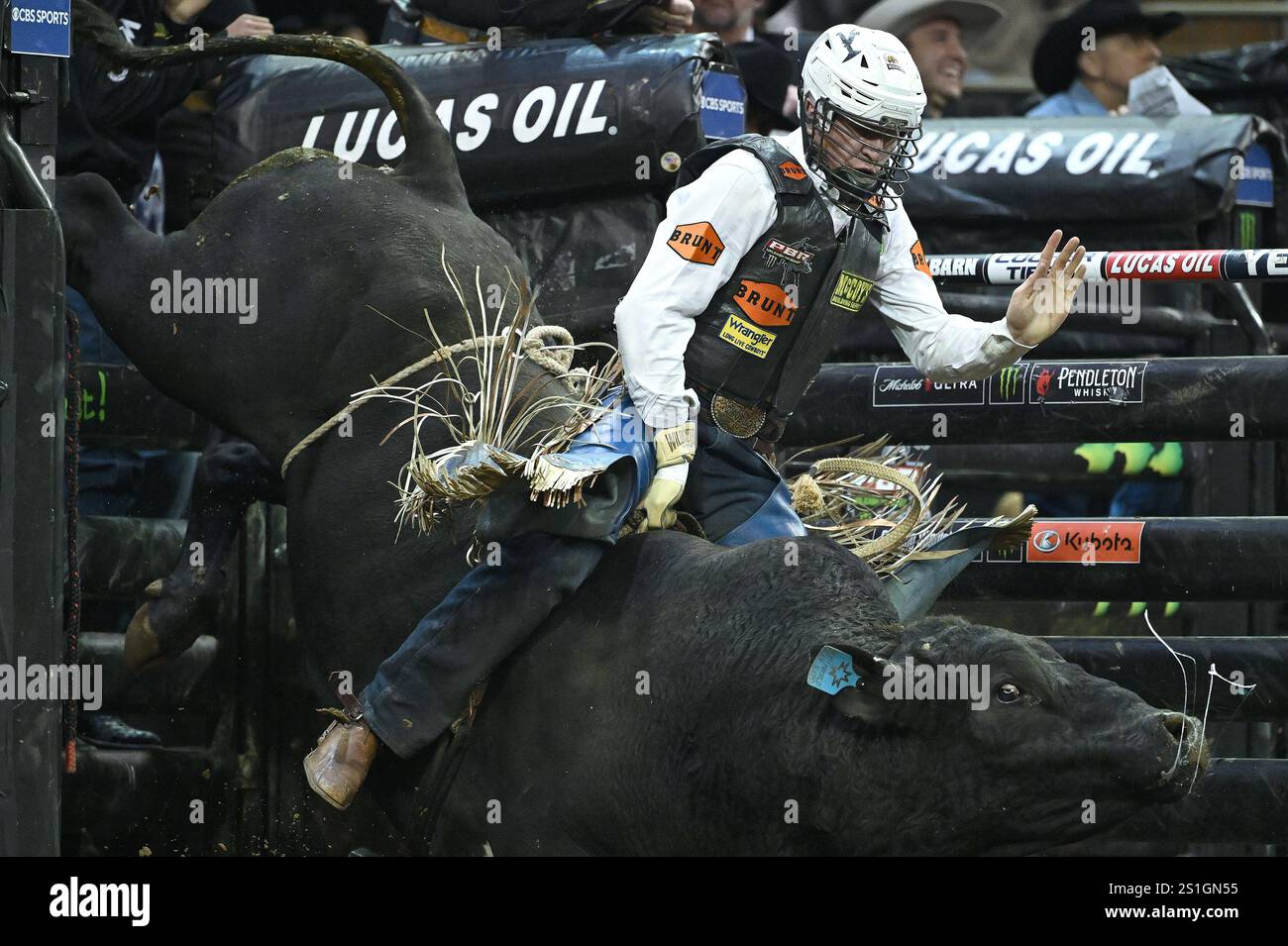 New York, USA. 03rd Jan, 2025. Professional bull rider Cort McFadden ...