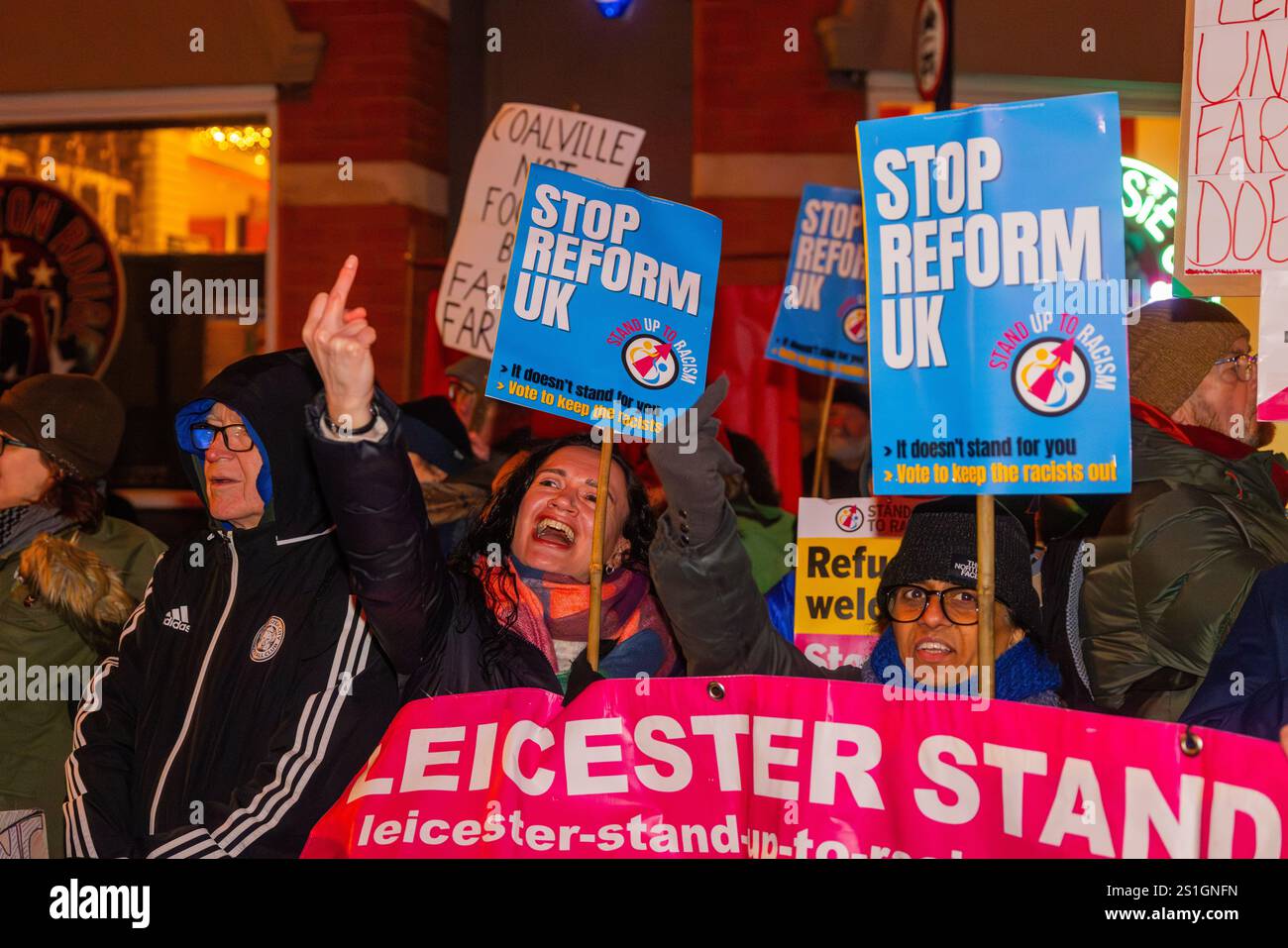 Leicester, UK. 03 01, 2025. Stand Up to Racism held a counter protest ...