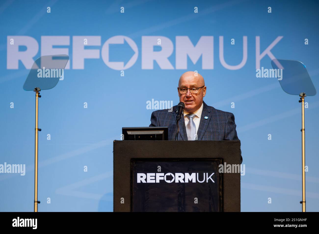 Leicester, UK. 03 01, 2025. at the Reform UK East Midlands event that ...