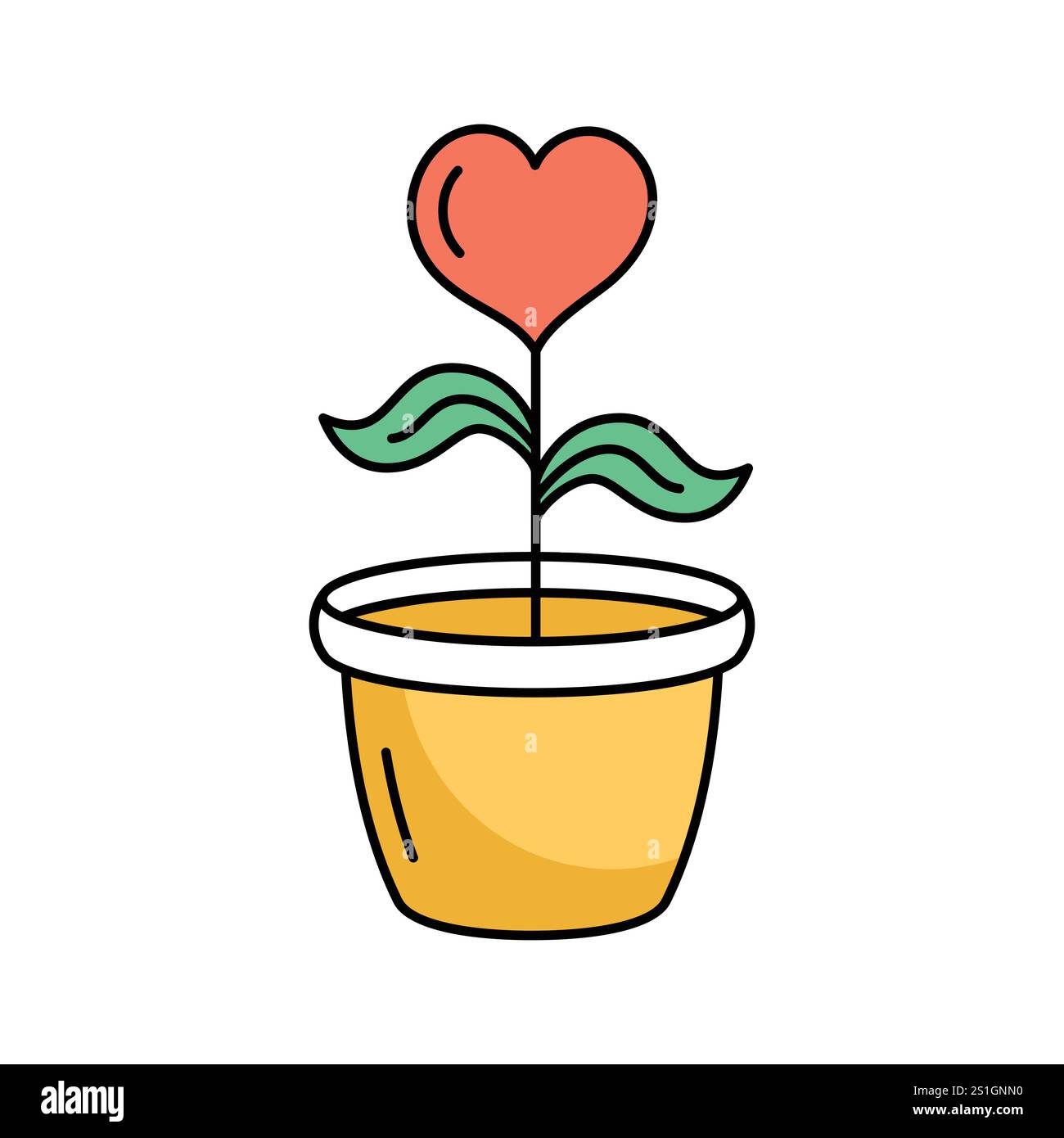A potted plant growing love, symbolizing nurturing and care Stock ...