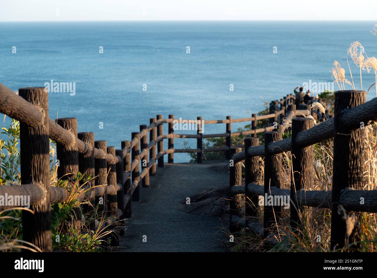 Cliffside terrace balcony path and tourist destination by the sea Stock ...