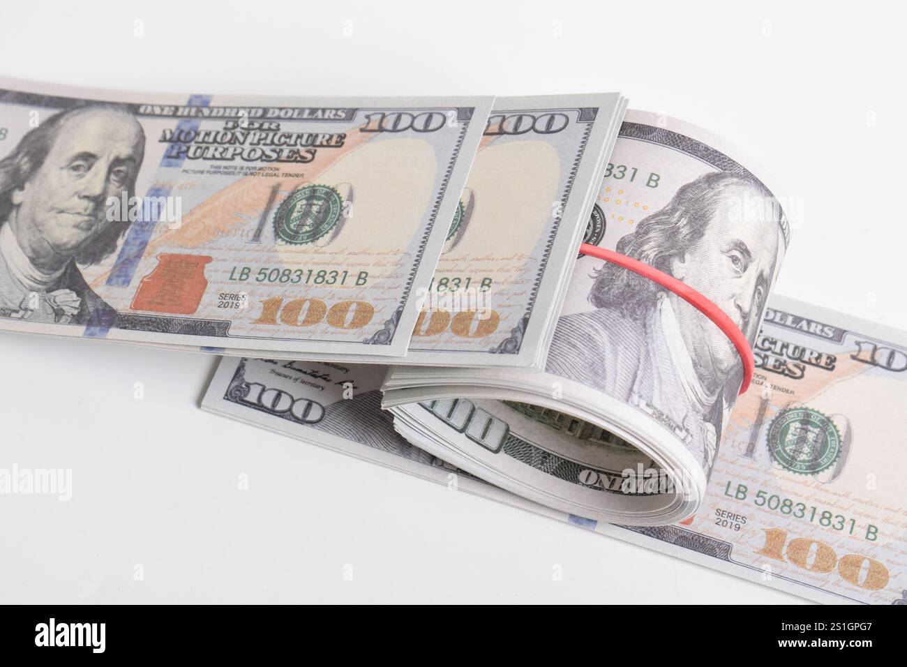 Rolled American dollars banknotes. Bundle of money roll of dollars ...