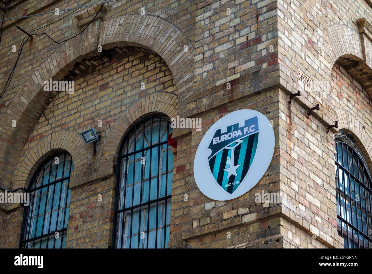 Gibraltar, UK, 31 December 2024 Sign of Europa FC football club from ...