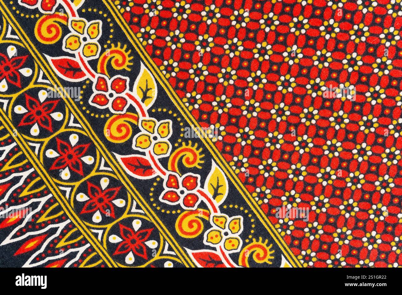 Prominent pattern of Thai silk Red color with flower pattern Stock ...