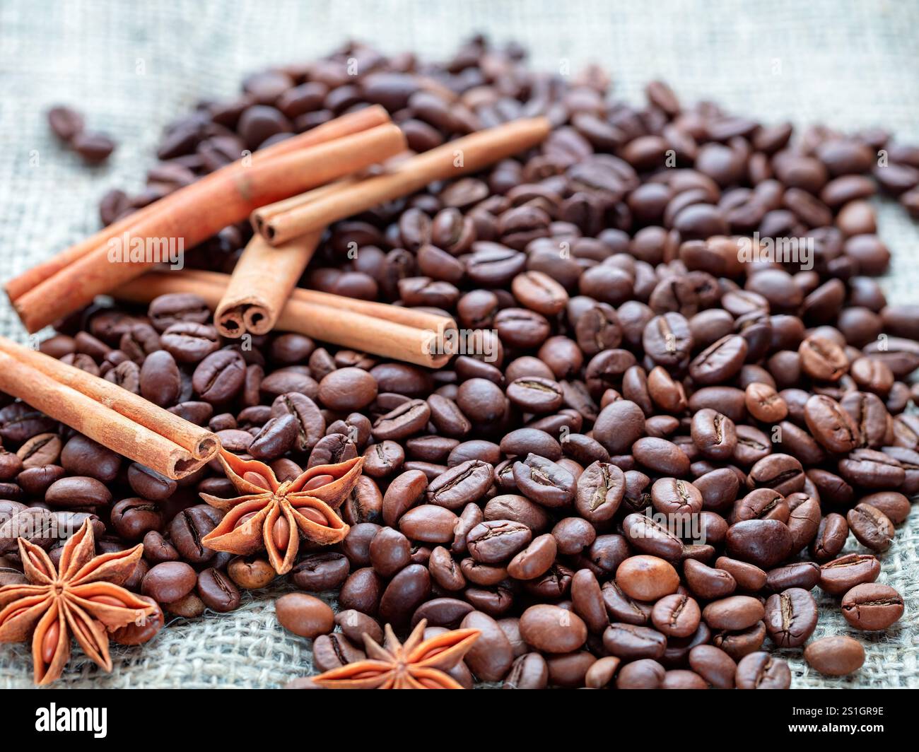Exploring the rich aromas of roasted coffee beans and spices on a ...