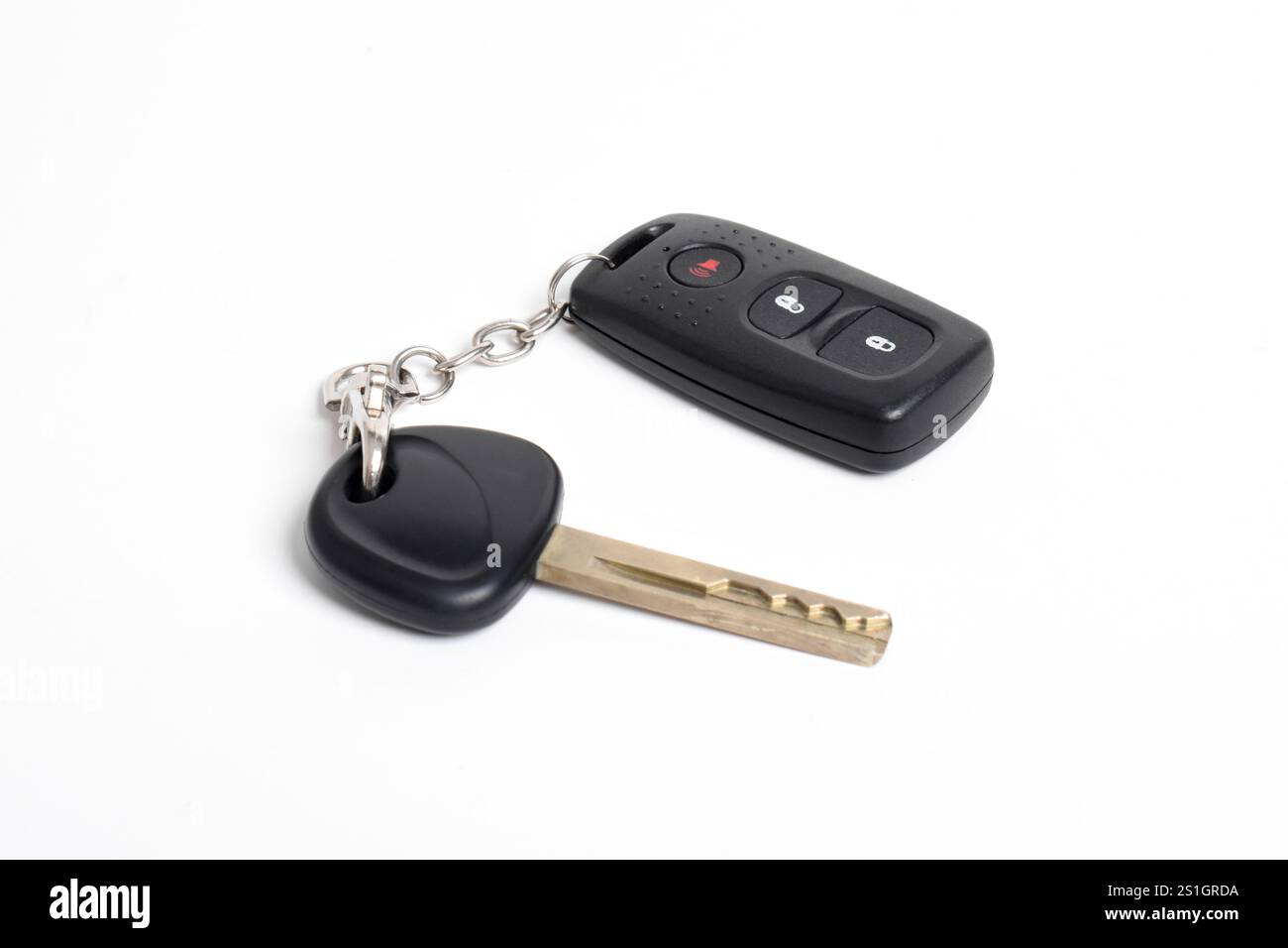 Car key with remote control isolated on white background. Modern car ...
