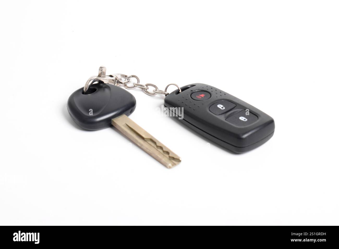 Car key with remote control isolated on white background. Modern car ...