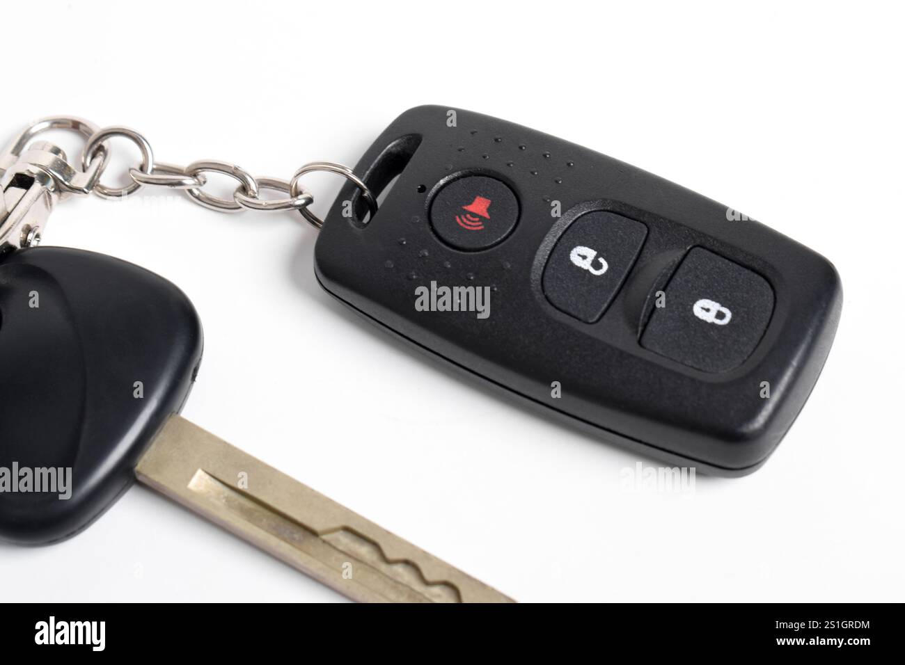 Car key with remote control isolated on white background. Modern car ...