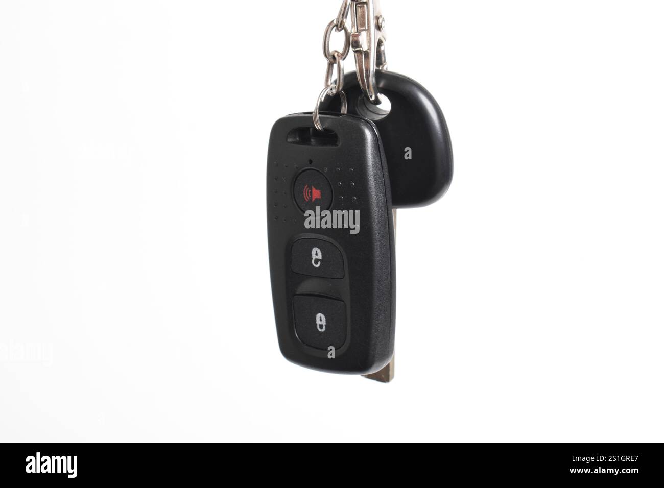 Car key with remote control isolated on white background. Modern car ...