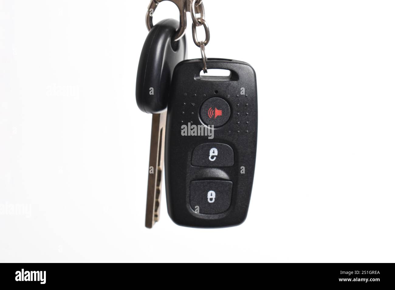 Car key with remote control isolated on white background. Modern car ...