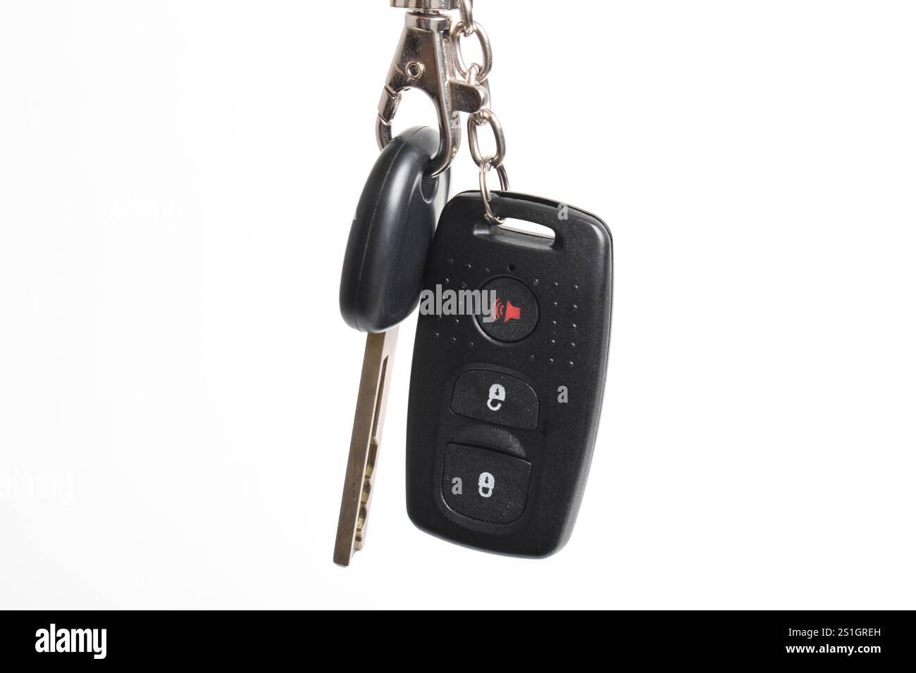 Car key with remote control isolated on white background. Modern car ...