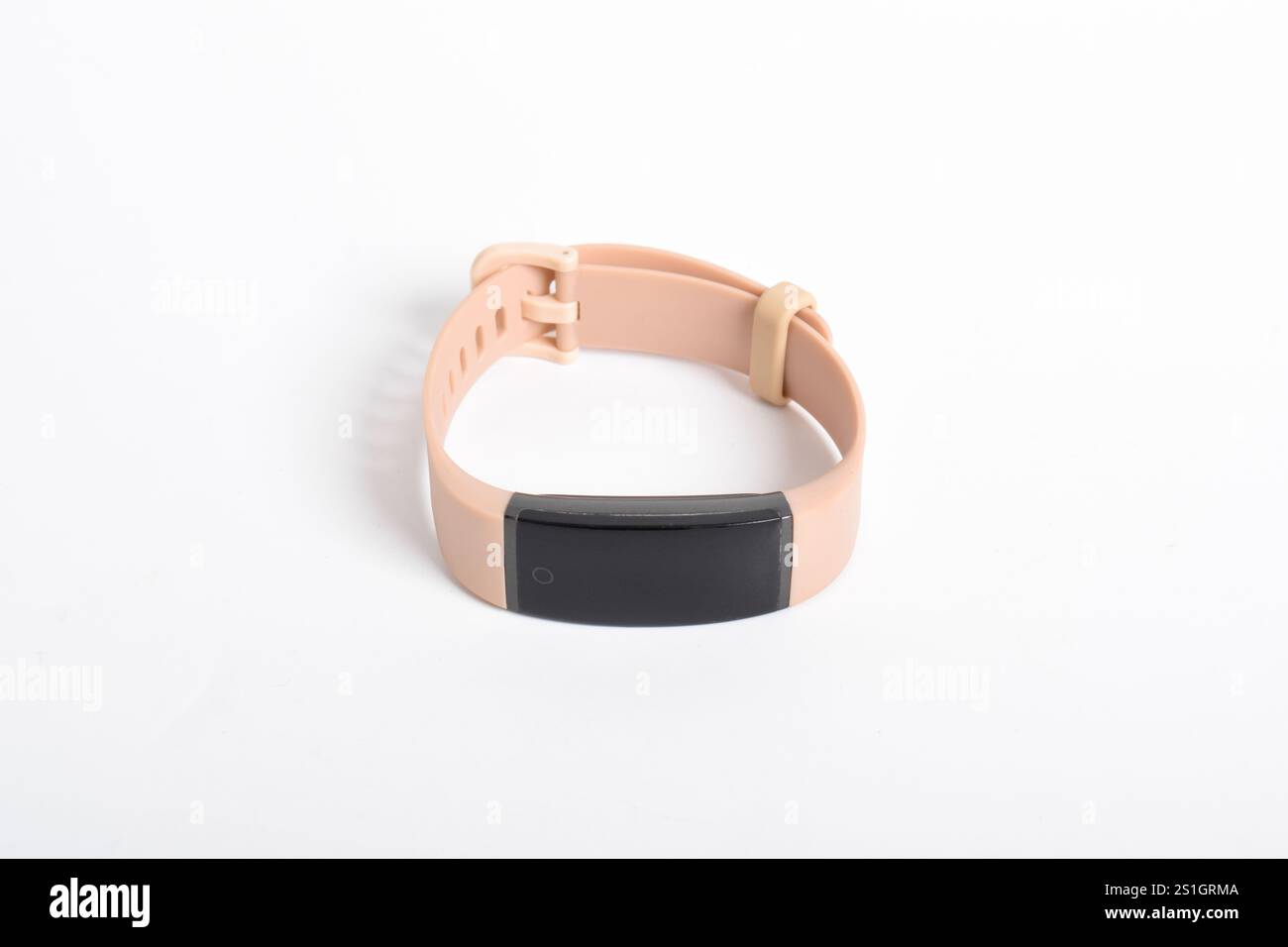 Wireless smart watch isolated on white background. Pink smartwatch ...