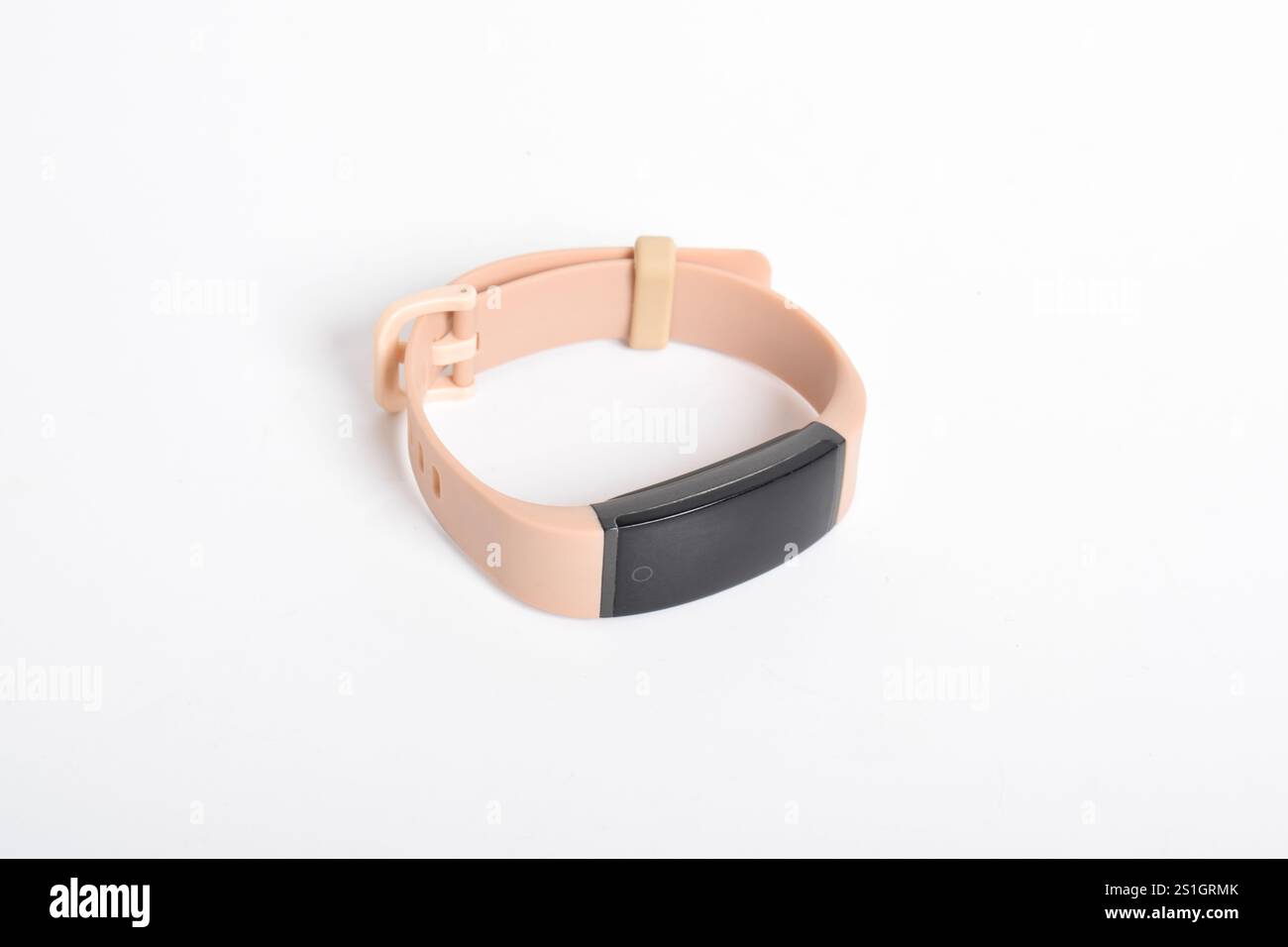 Wireless smart watch isolated on white background. Pink smartwatch ...