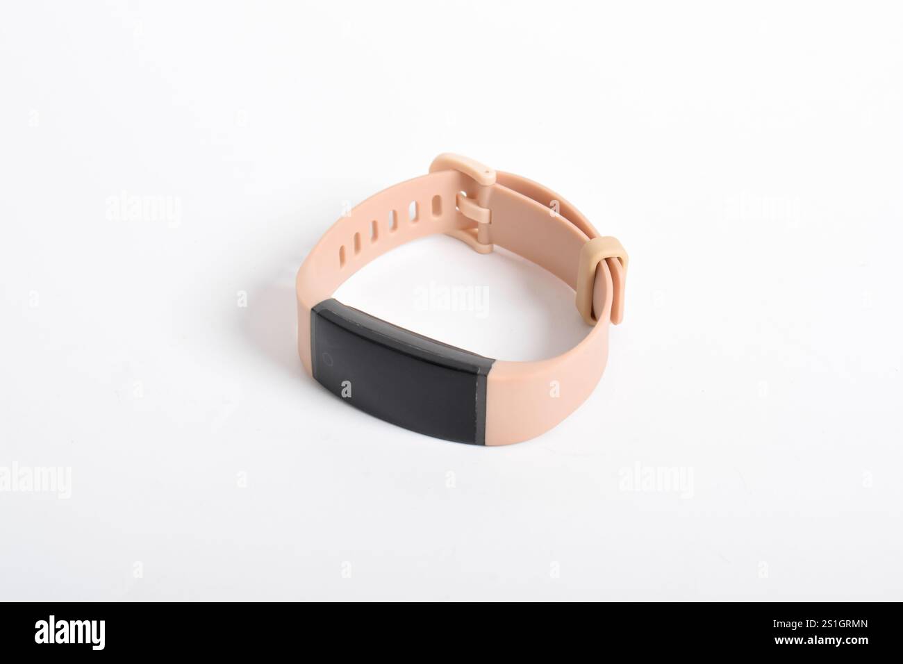 Wireless smart watch isolated on white background. Pink smartwatch ...