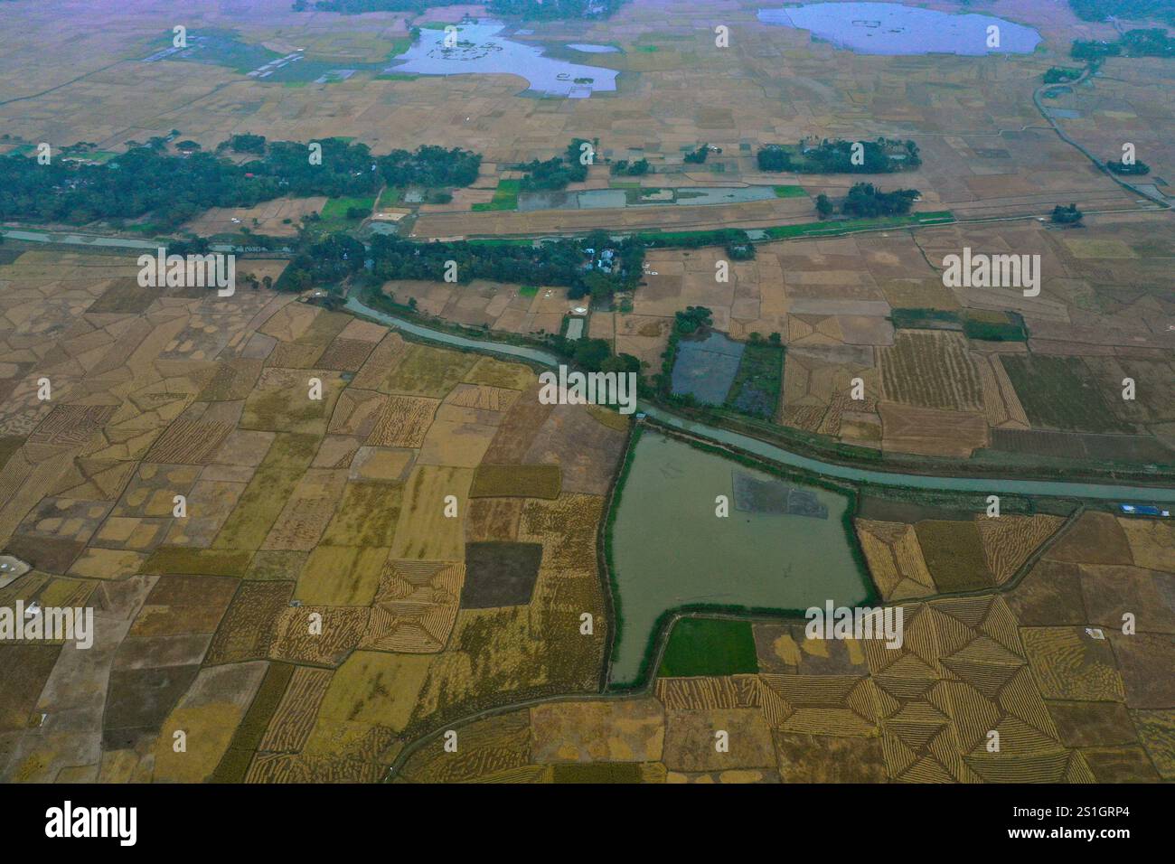 A bird's eye view of the expansive fields in the Haor region of ...