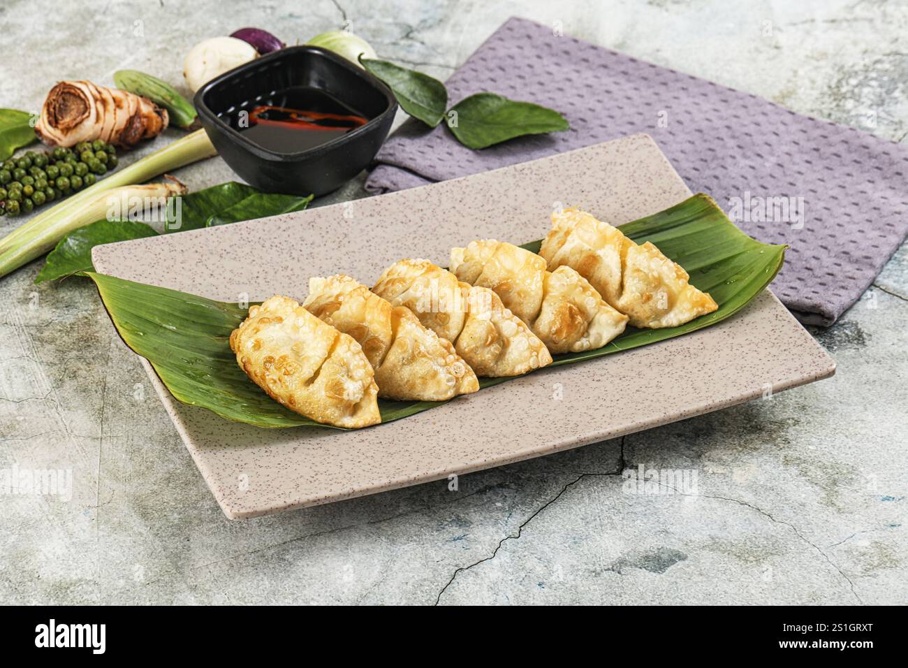 Japanese cuisine - stuffed dumplings gyoza with prawn or meat Stock ...