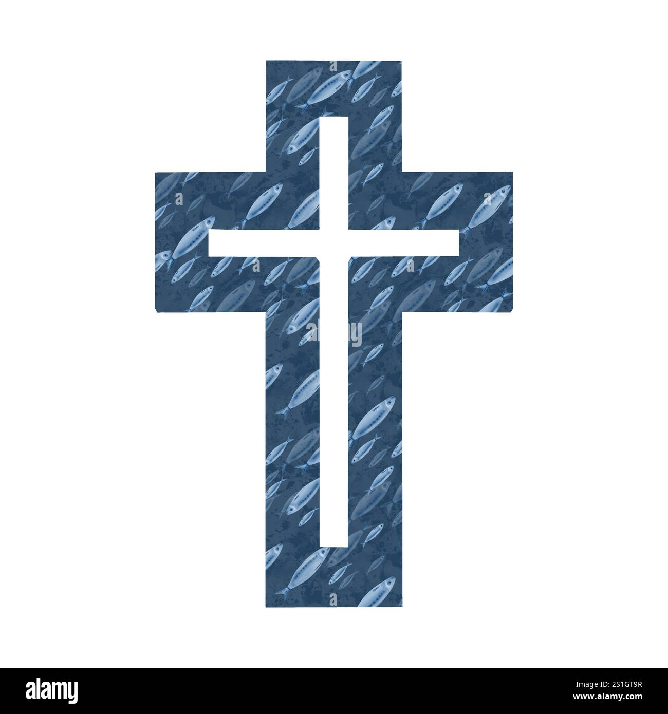 Catholic cross with sardine fish pattern in honor of the sardine ...