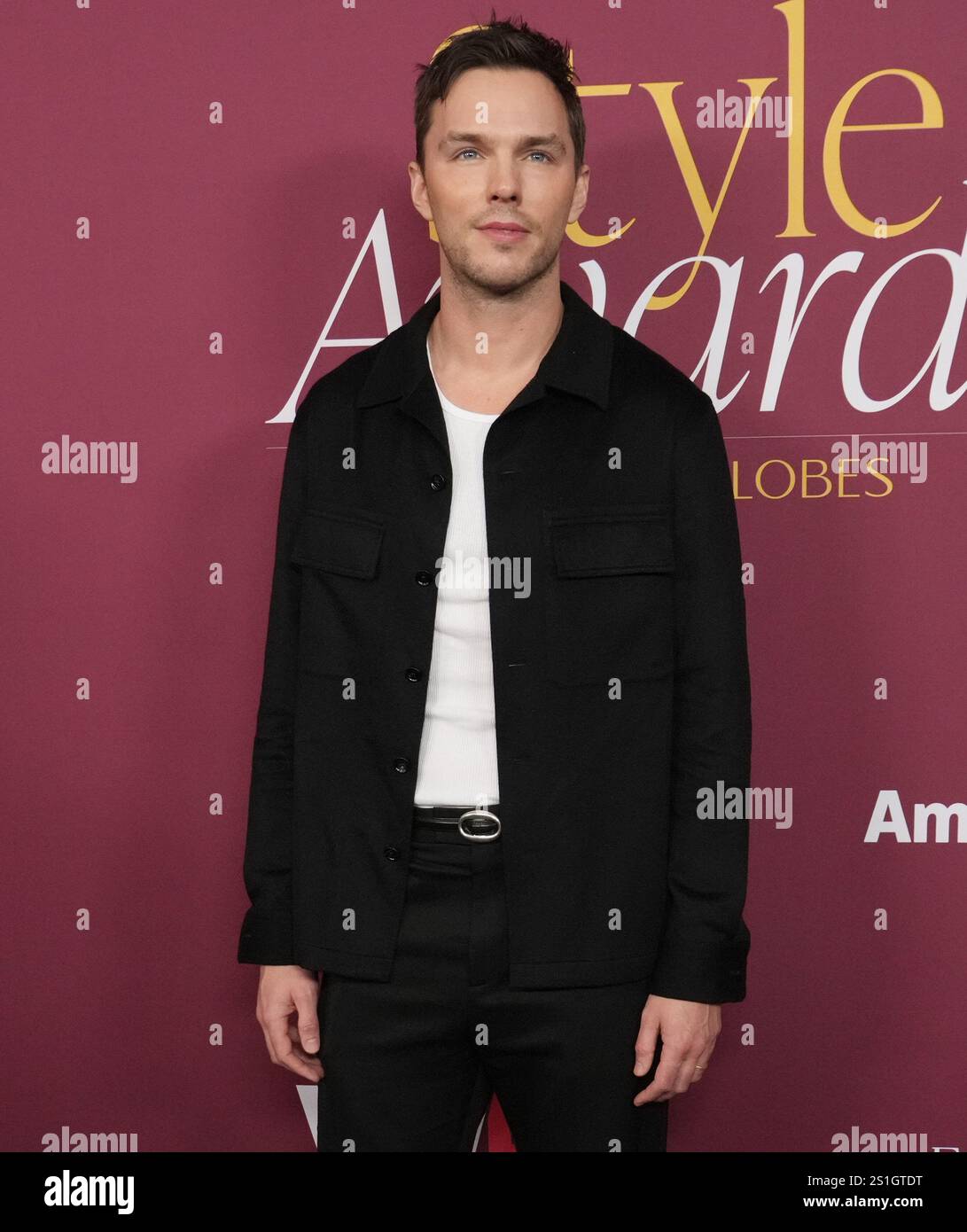 Nicholas Hoult arrives at the 2025 WWD Style Awards, Golden Globes held ...