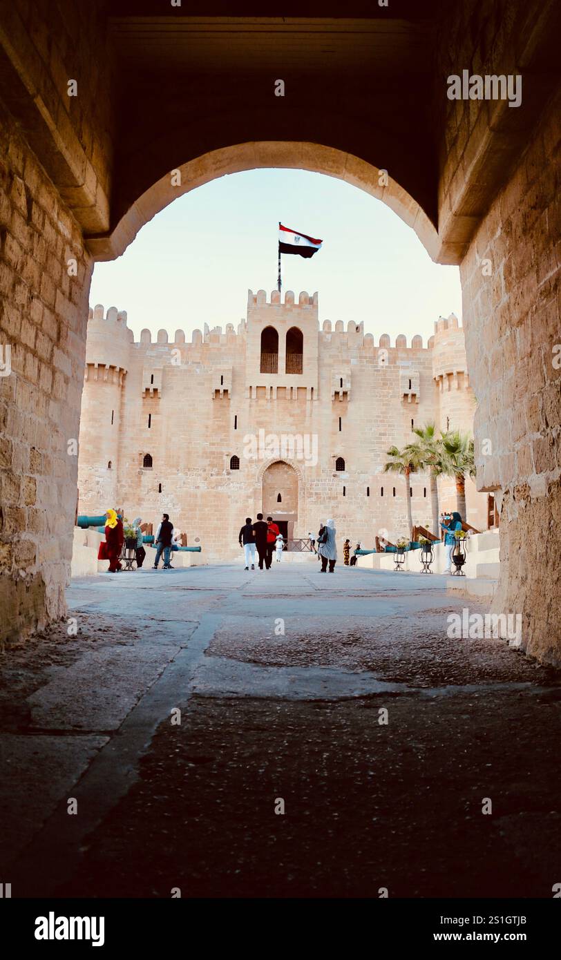 Qait Bay Castle Entrance in Alexandria - Egypt Stock Photo - Alamy