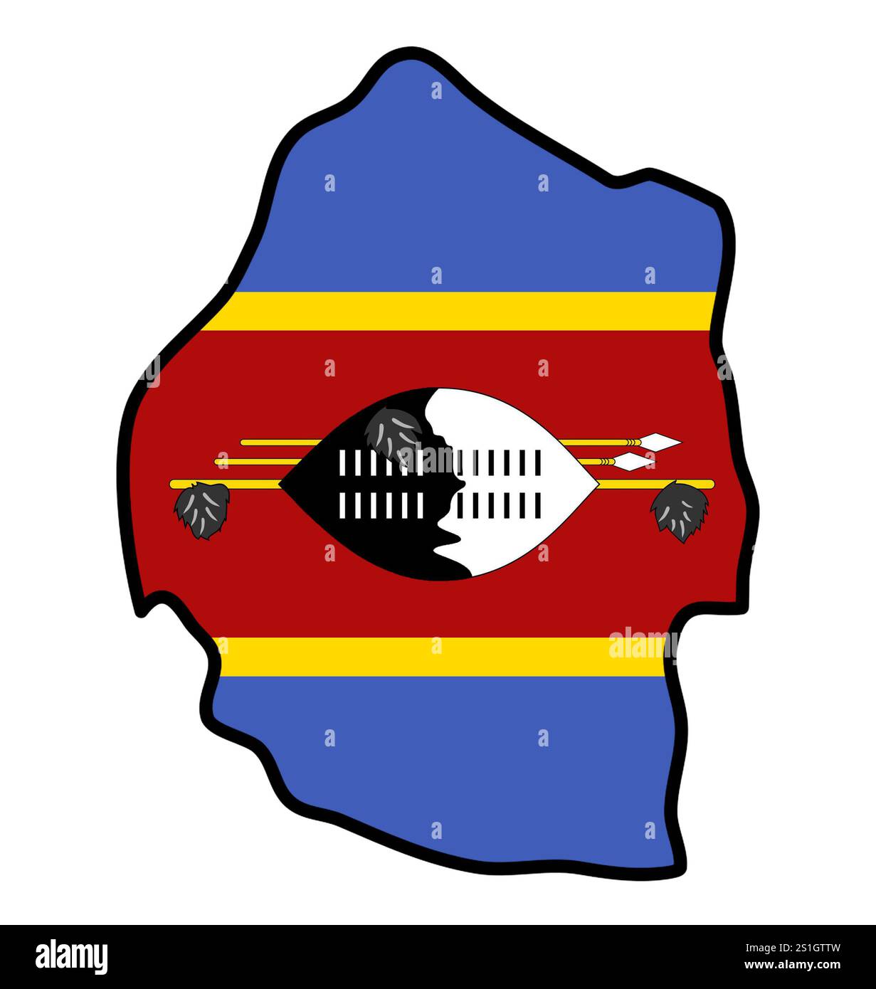 Eswatini flag with border outline Stock Photo - Alamy