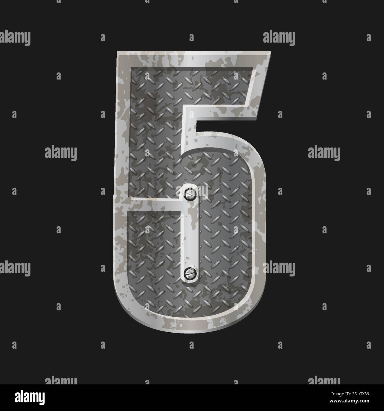 Metallic style silver number Five. Iron number 5 isolated in vector ...